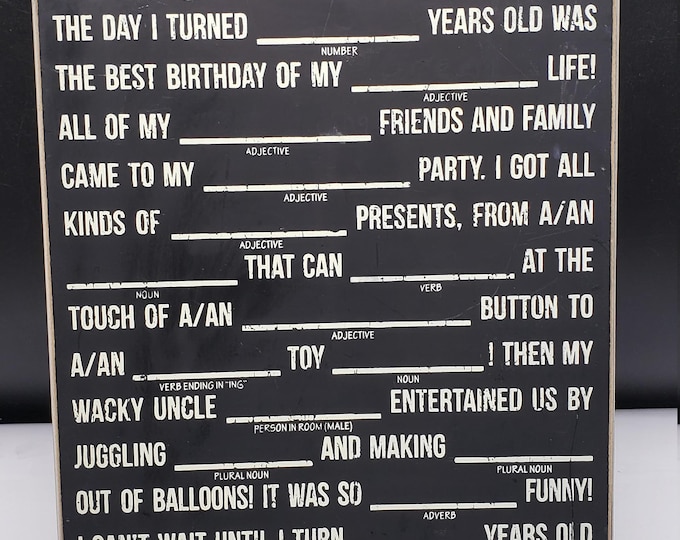 Mad Libs, Best Birthday Ever!, Chalkboard Wall Hanging, Fun & Creative ...