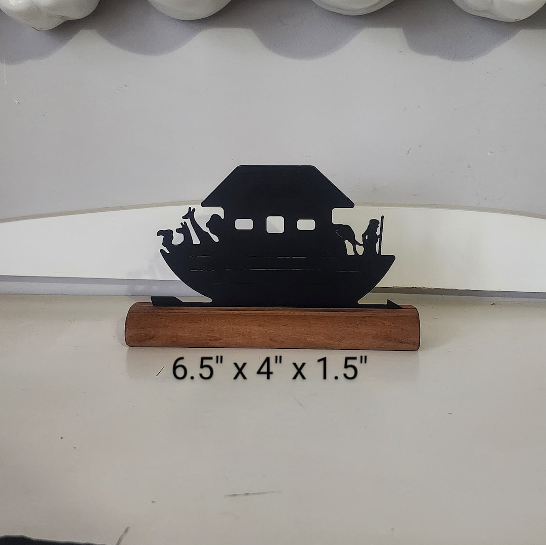 Laser Cut Black Metal Silhouette Noah's Ark With Wood Stand - Etsy
