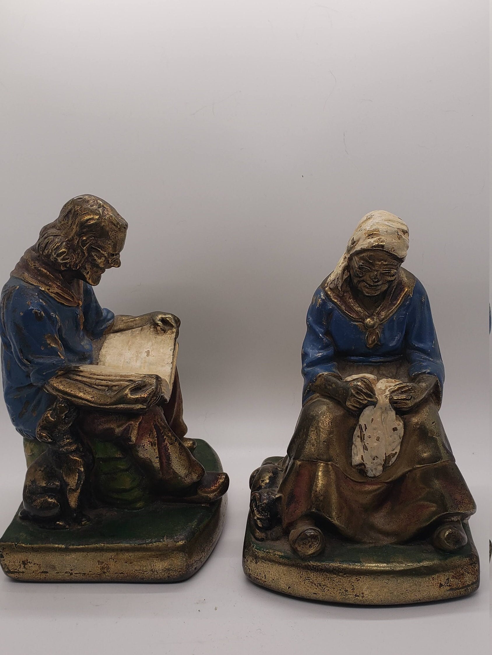 Armor Bronze Bookends, Darby and Joan, 1925 - Etsy