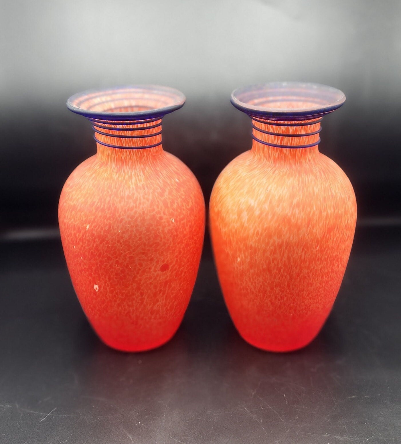 Glass Mouth Blown Artesan Orange Red White Muttle Glass - Etsy