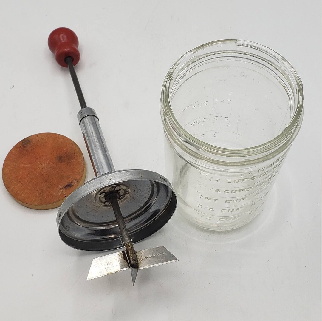 Hazel Atlas 12 Oz Capacity Chopper , Red Wood Knob, Stainless Steel ...