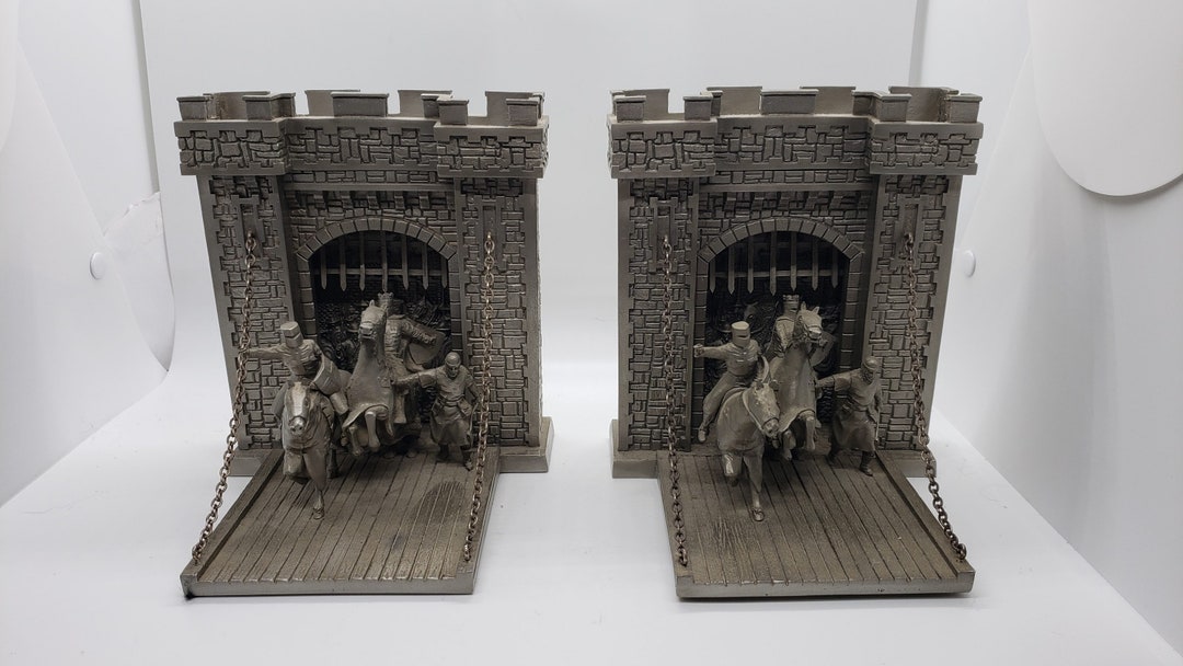 Franklin Mint Camelot Pewter Bookends, 1978 - Etsy