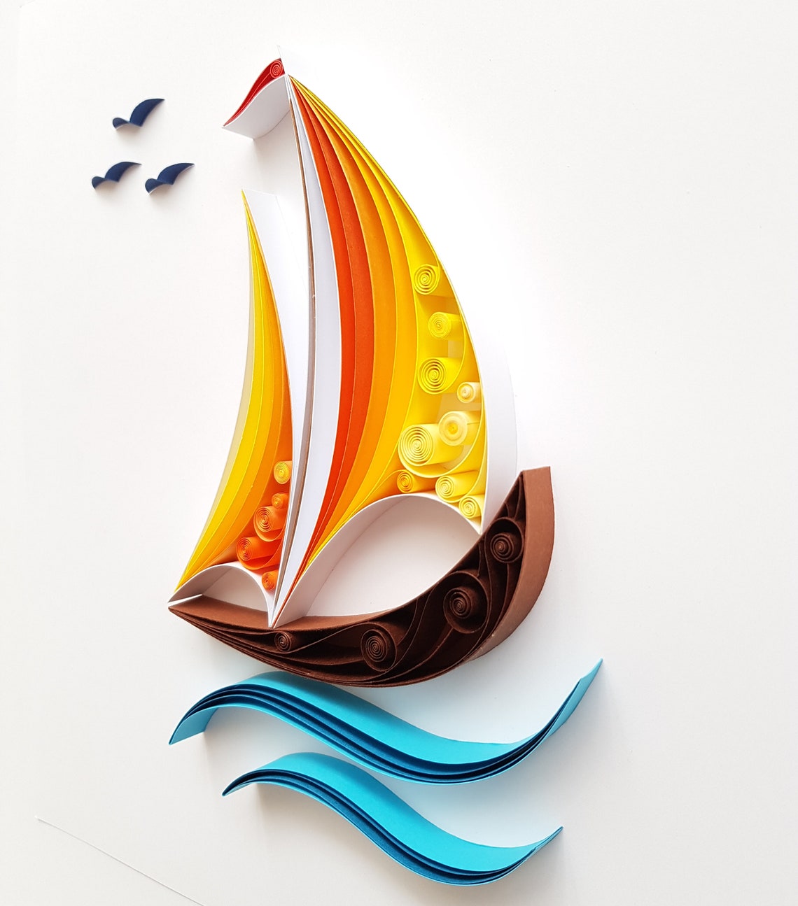Quilling Bild Sailboat Papierkunst - Wanddeko - Geschenk - Etsy.de