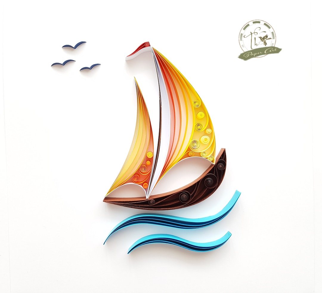 Quilling Bild Sailboat Papierkunst - Wanddeko - Geschenk - Etsy.de