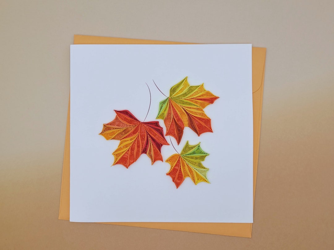 Quilling Greeting Card Maple Leaves Autumn Leaves Paper Art - Etsy