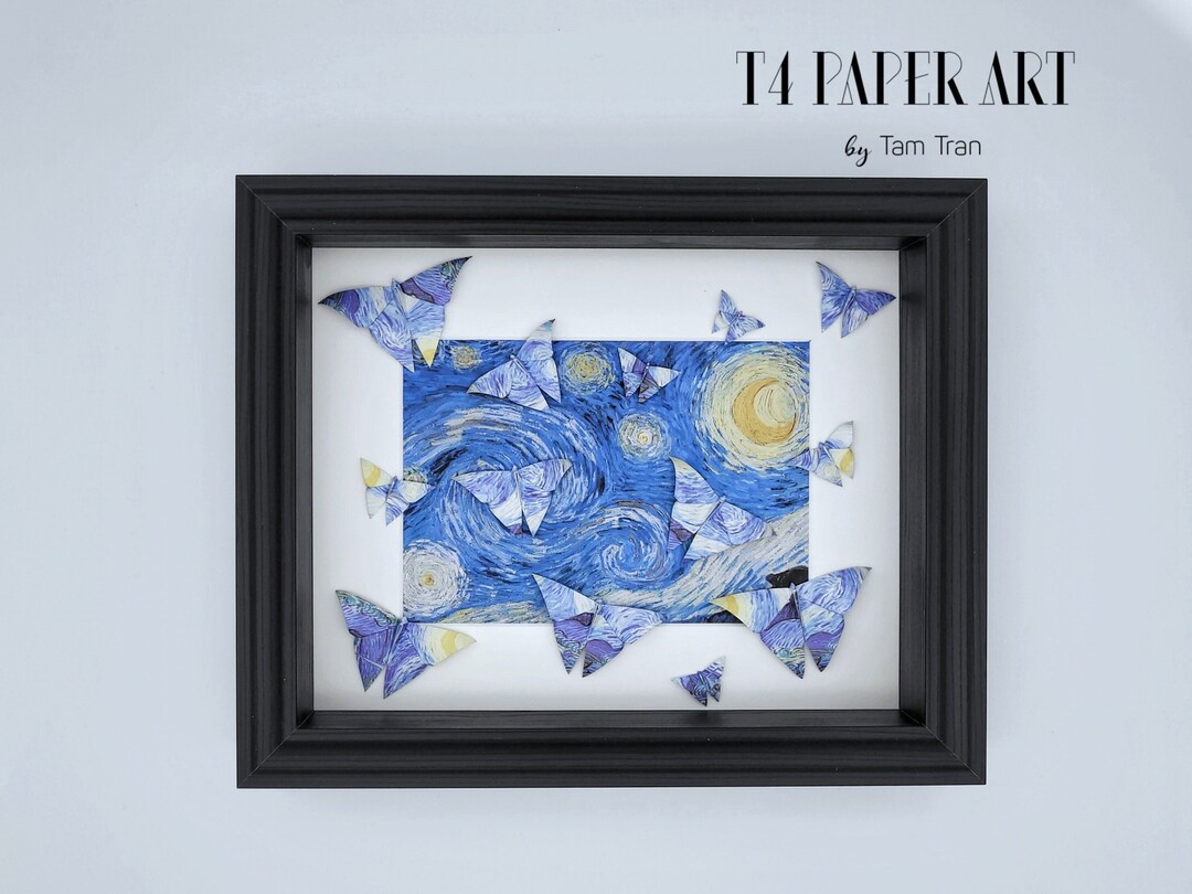 Origami Picture Starry Night Butterflies Vincent Van Gogh Starry Night ...