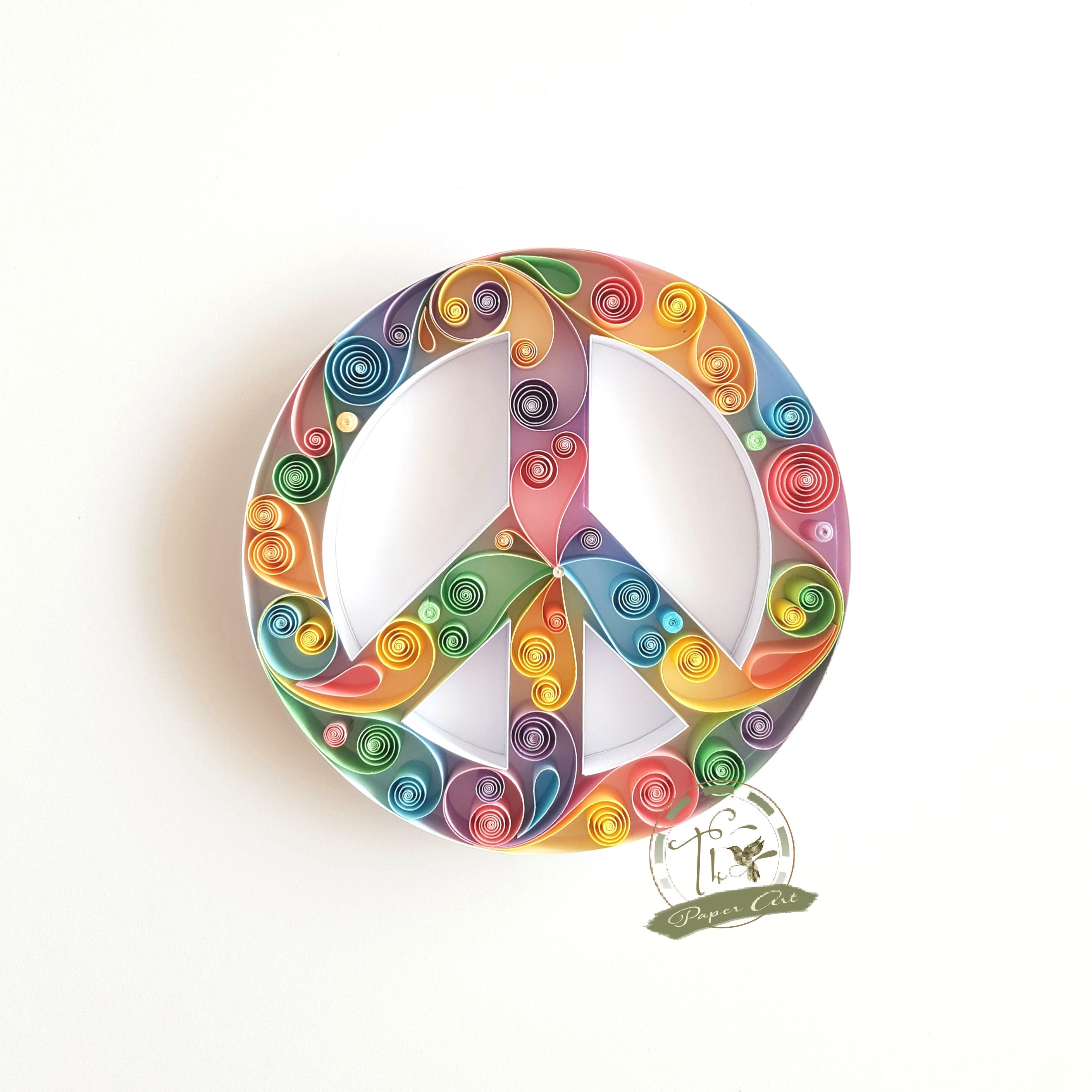 Quilling Picture Peace Symbol With Frame Paper Art Wall - Etsy