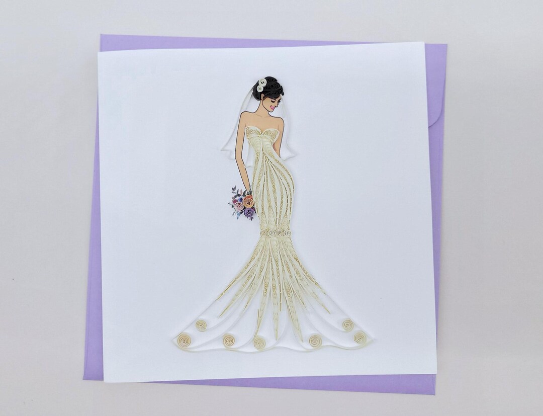 Quilling Wedding Card Bride in White Wedding Dress Anniversary Card ...