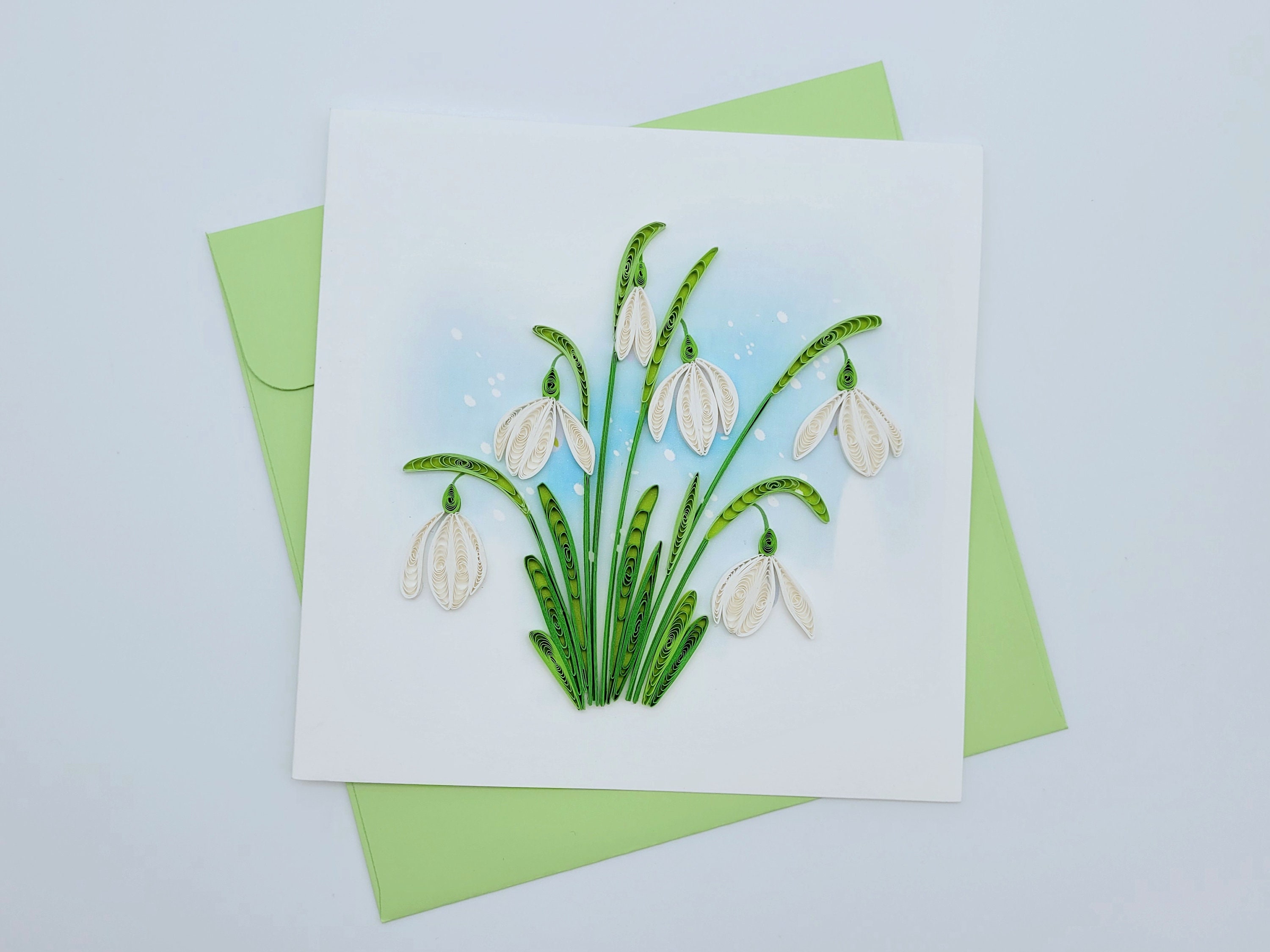 Quilling Greeting Card Snowdrops Paper Art - Etsy