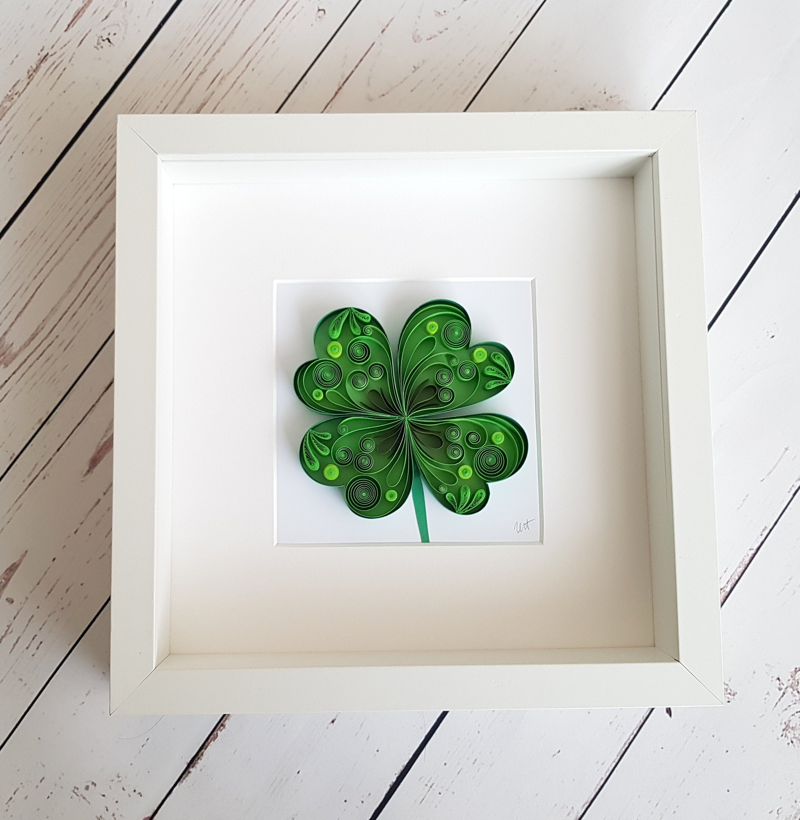 Quilling imagen lucky shamrock con marco arte de papel | Etsy
