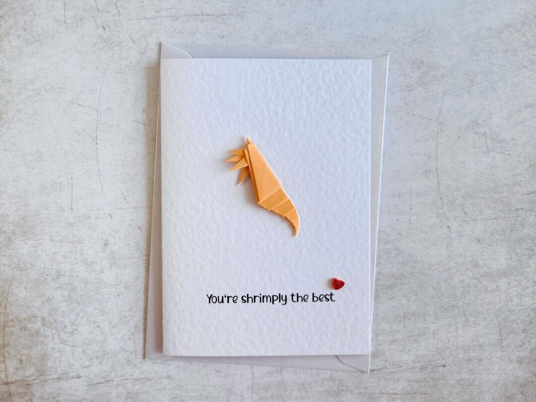Origami Greeting Card You're Shrimply the Best - Funny Love Card - 3D ...