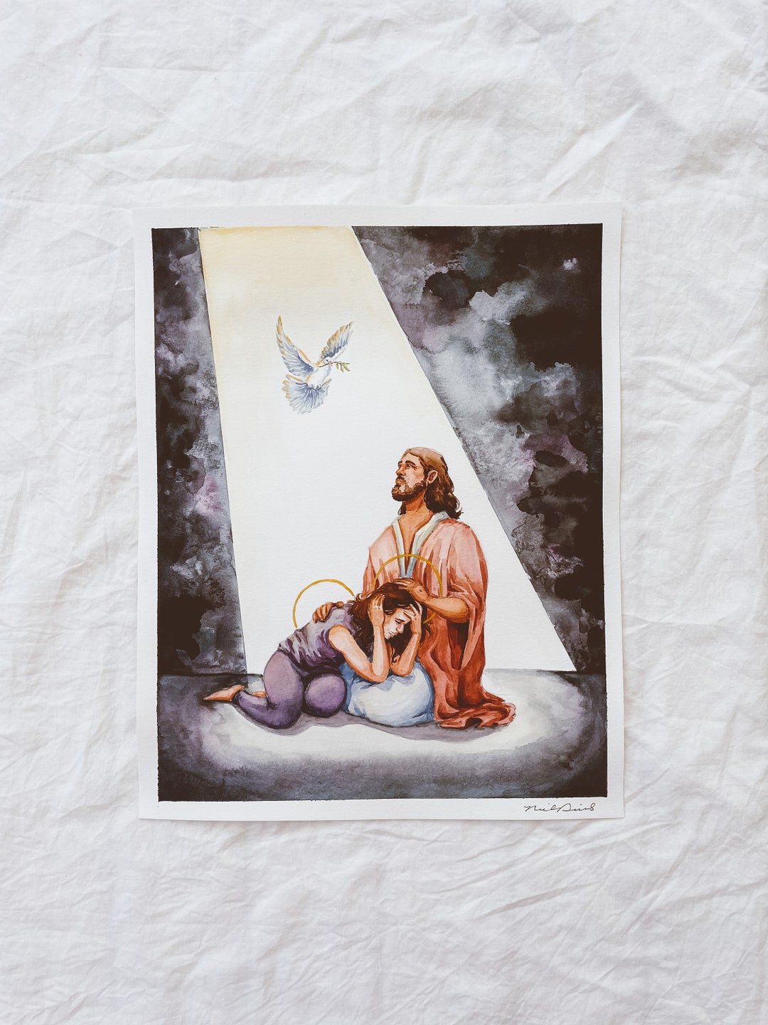 Abide With Me PRINTS, Religious Art, Watercolor, Jesus, Comfort, Jesus ...