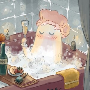 Bubble Bath Ghost Fine Art Print Fun Halloween Bathroom Decor Wall Art ...