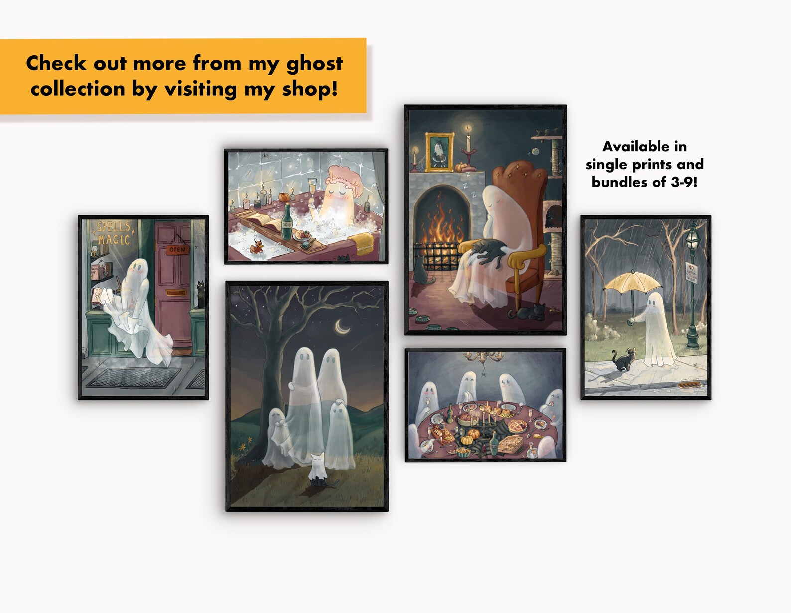 Cute Ghost Fine Art Print Fun Halloween Decor for Families - Etsy