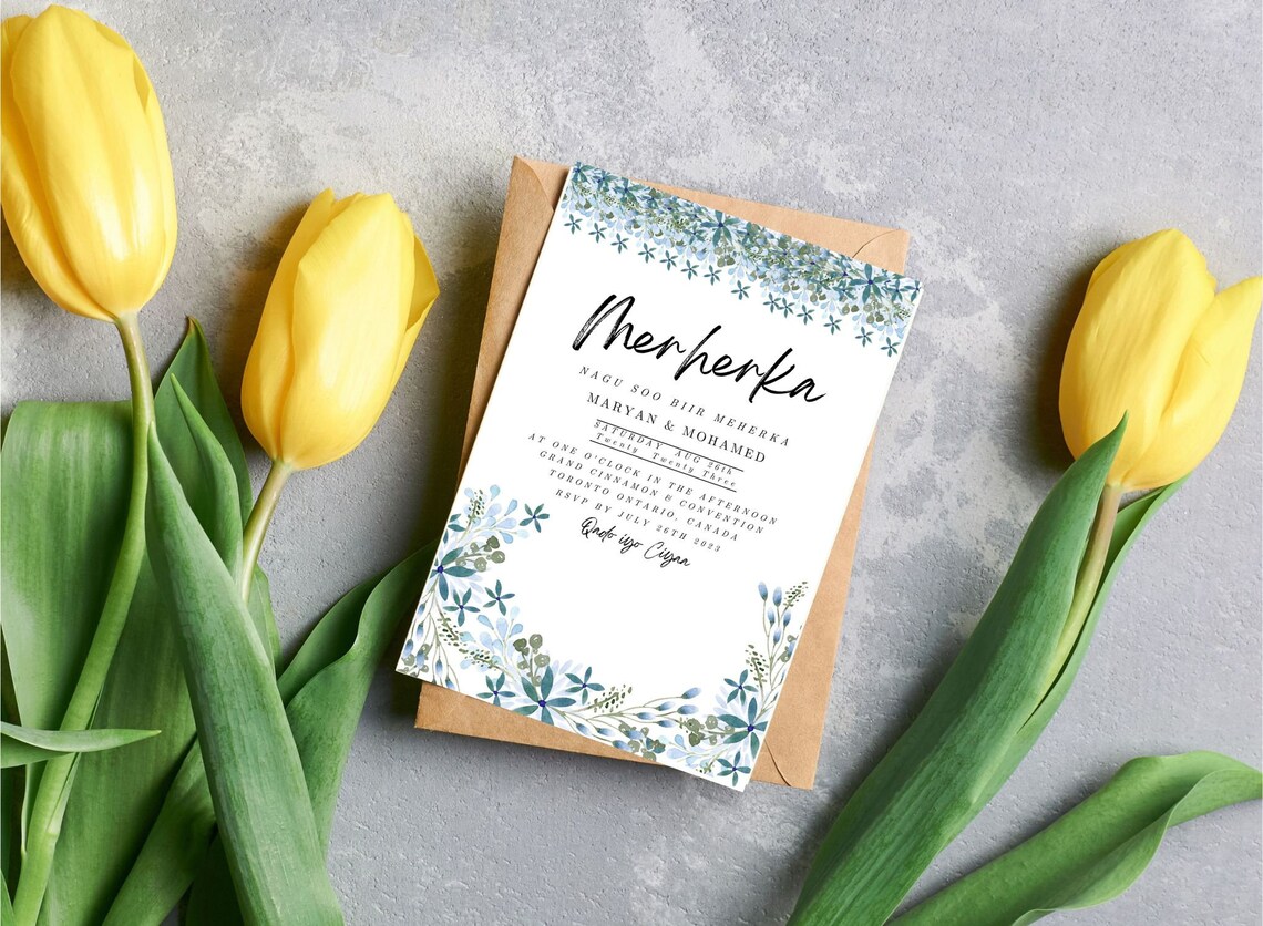 Somali Nikaah Invitation, Somali Wedding Engagement Invitation, Aroos ...