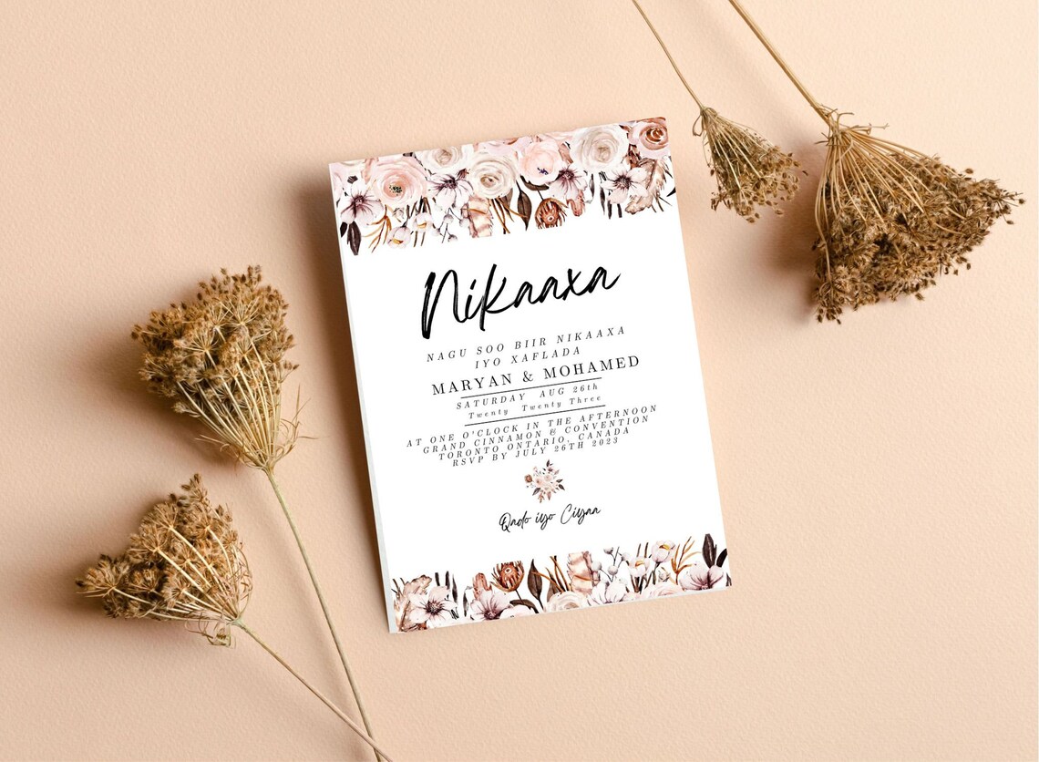 Somali Nikaah Invitation, Somali Wedding Engagement Invitation, Aroos ...