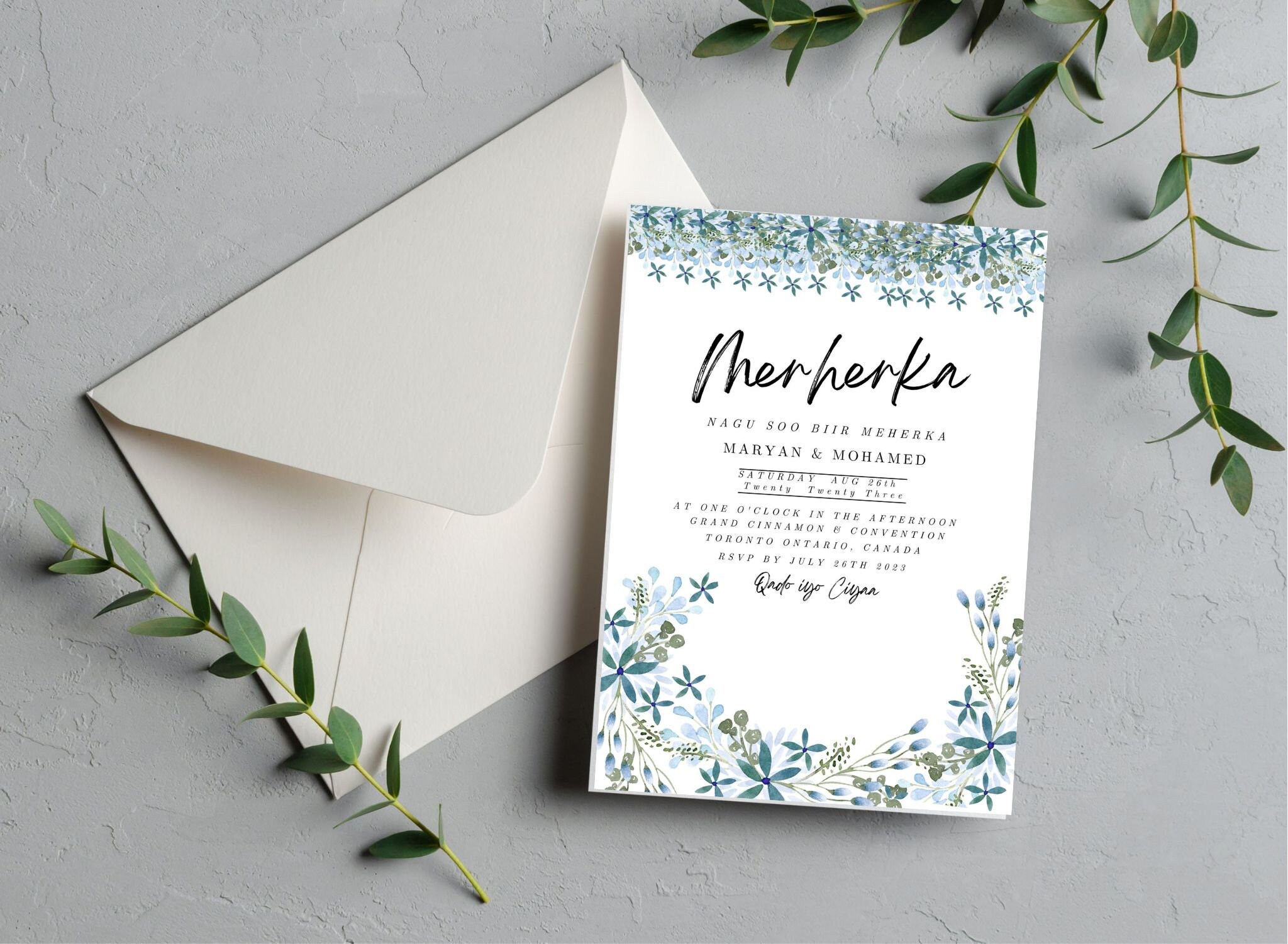 Somali Nikaah Invitation, Somali Wedding Engagement Invitation, Aroos ...