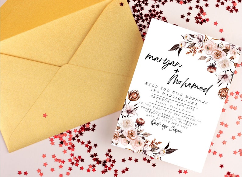 Somali Meher Invitation, Somali Wedding Engagement Invitation, Aroos ...