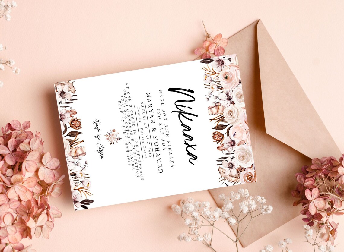 Somali Nikaah Invitation, Somali Wedding Engagement Invitation, Aroos ...