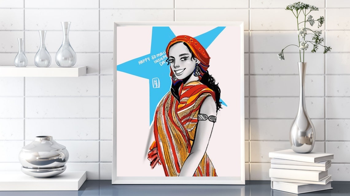 Hand Draw Beautiful Wall Art, Somali Girl , Somali Icon and Culture ...