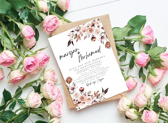 Somali Meher Invitation Somali Wedding Engagement Invitation - Etsy