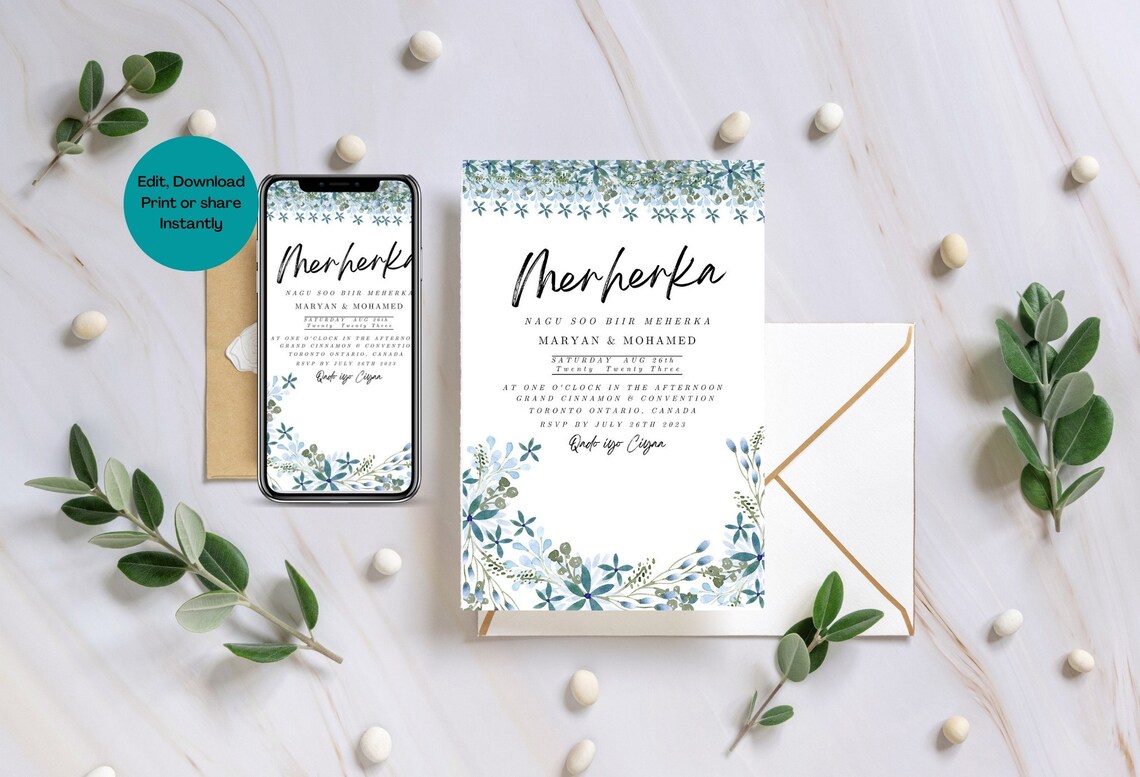 Somali Nikaah Invitation, Somali Wedding Engagement Invitation, Aroos ...