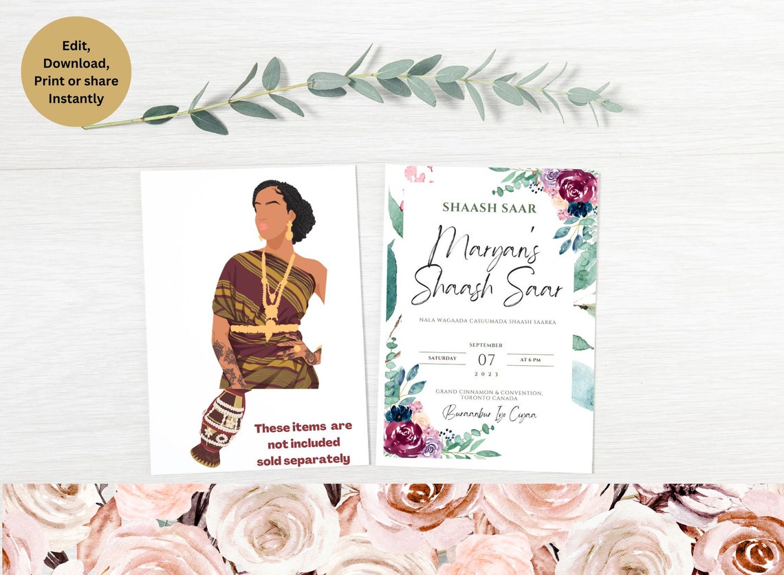 Somali Nikaah Invitation, Somali Shaash Saar Party Invitation, Shaash ...
