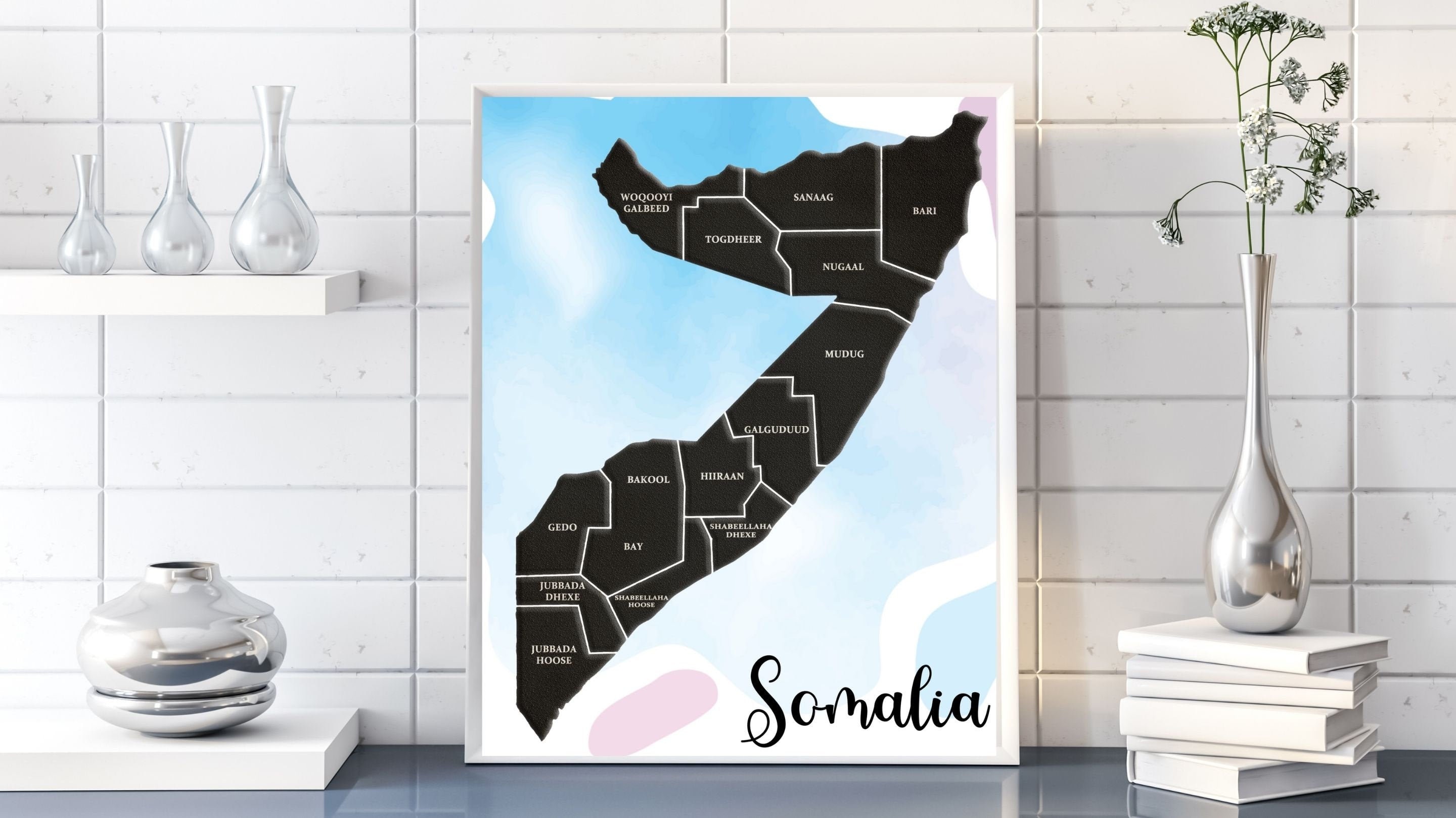 Digital Printable , Somali Language Print, Somali Provinces Names ...