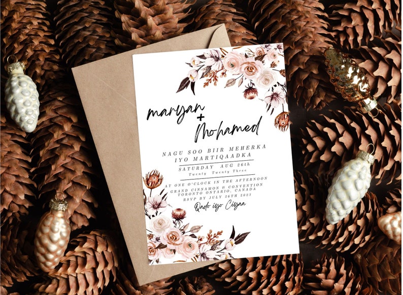 Somali Meher Invitation, Somali Wedding Engagement Invitation, Aroos ...