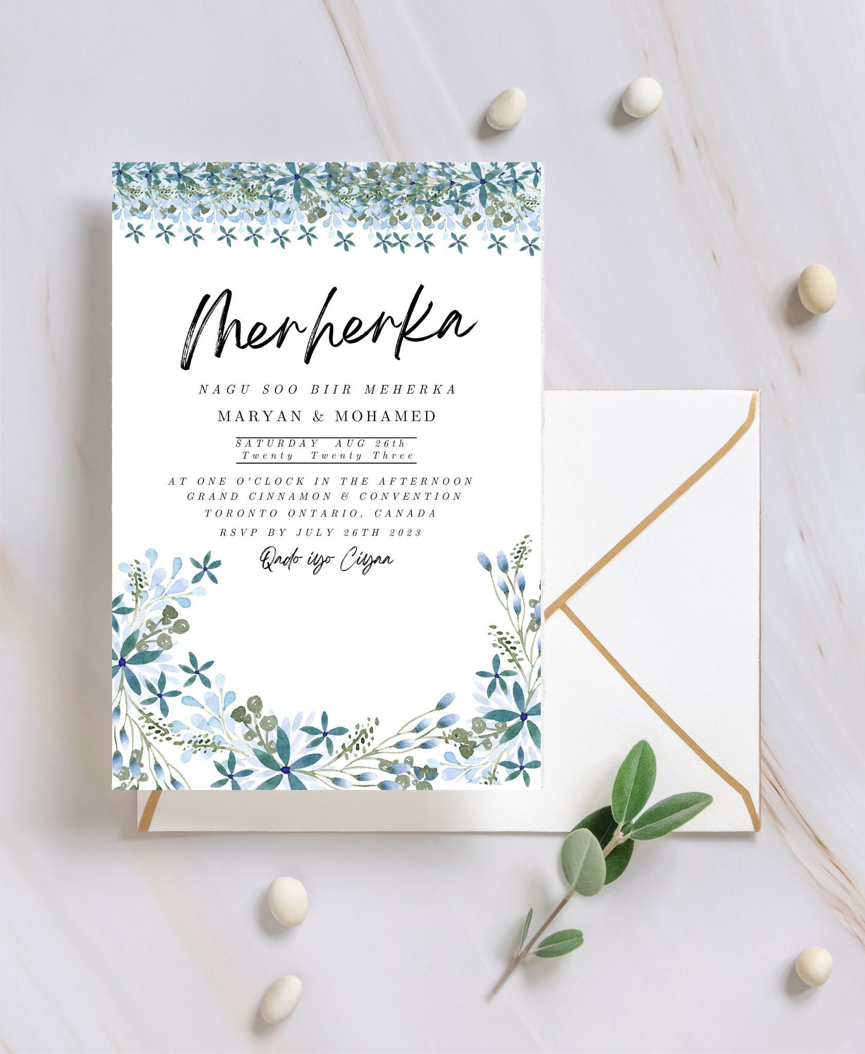 Somali Nikaah Invitation, Somali Wedding Engagement Invitation, Aroos ...