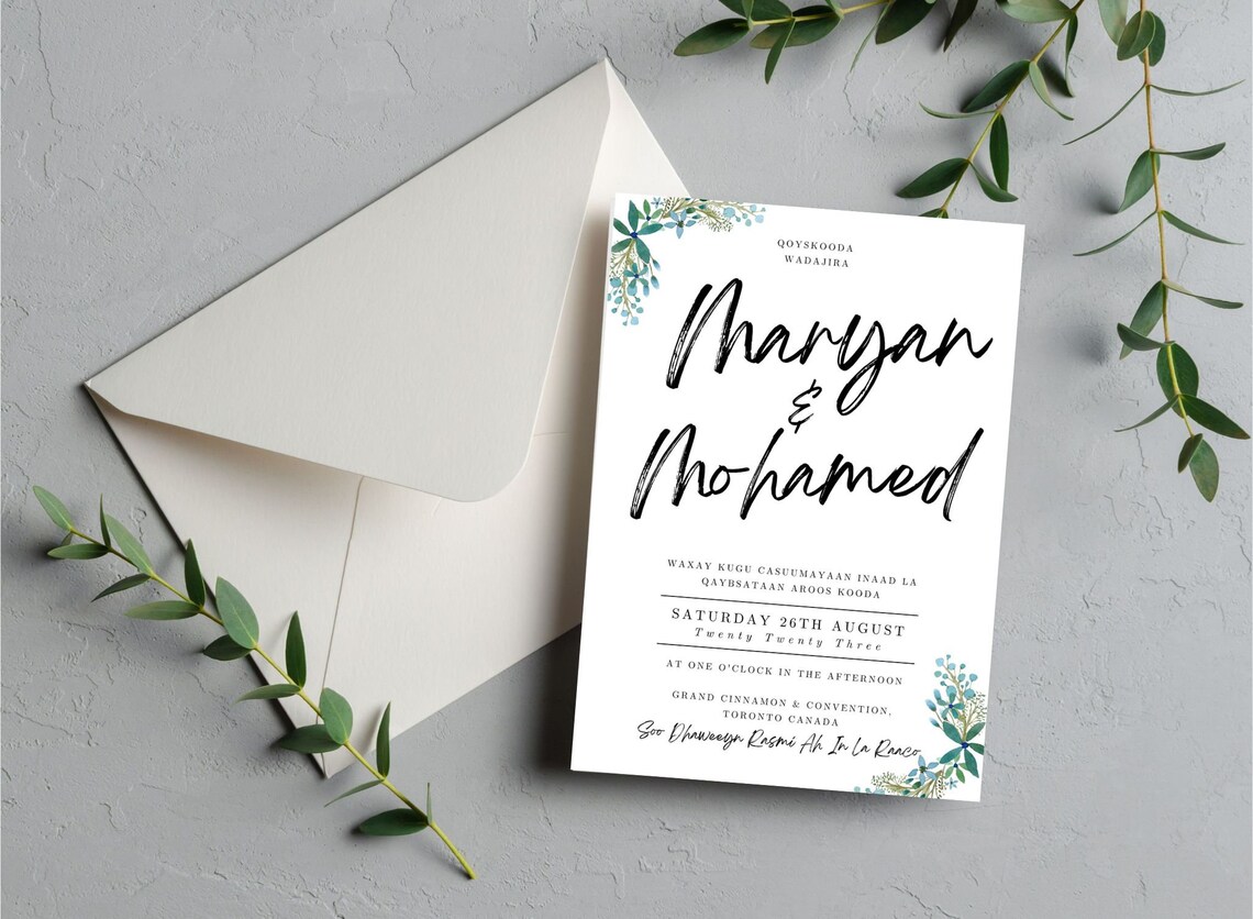 Somali Wedding Invitation Card, Aroos Casuumad Card, Aroos Casuumad ...