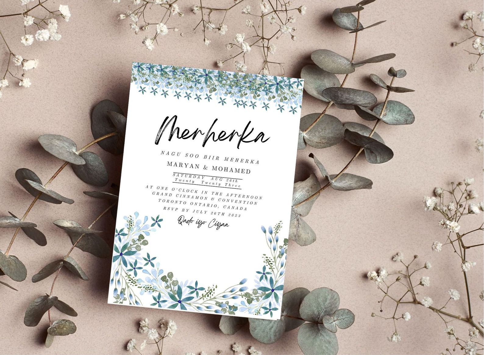 Somali Nikaah Invitation, Somali Wedding Engagement Invitation, Aroos ...