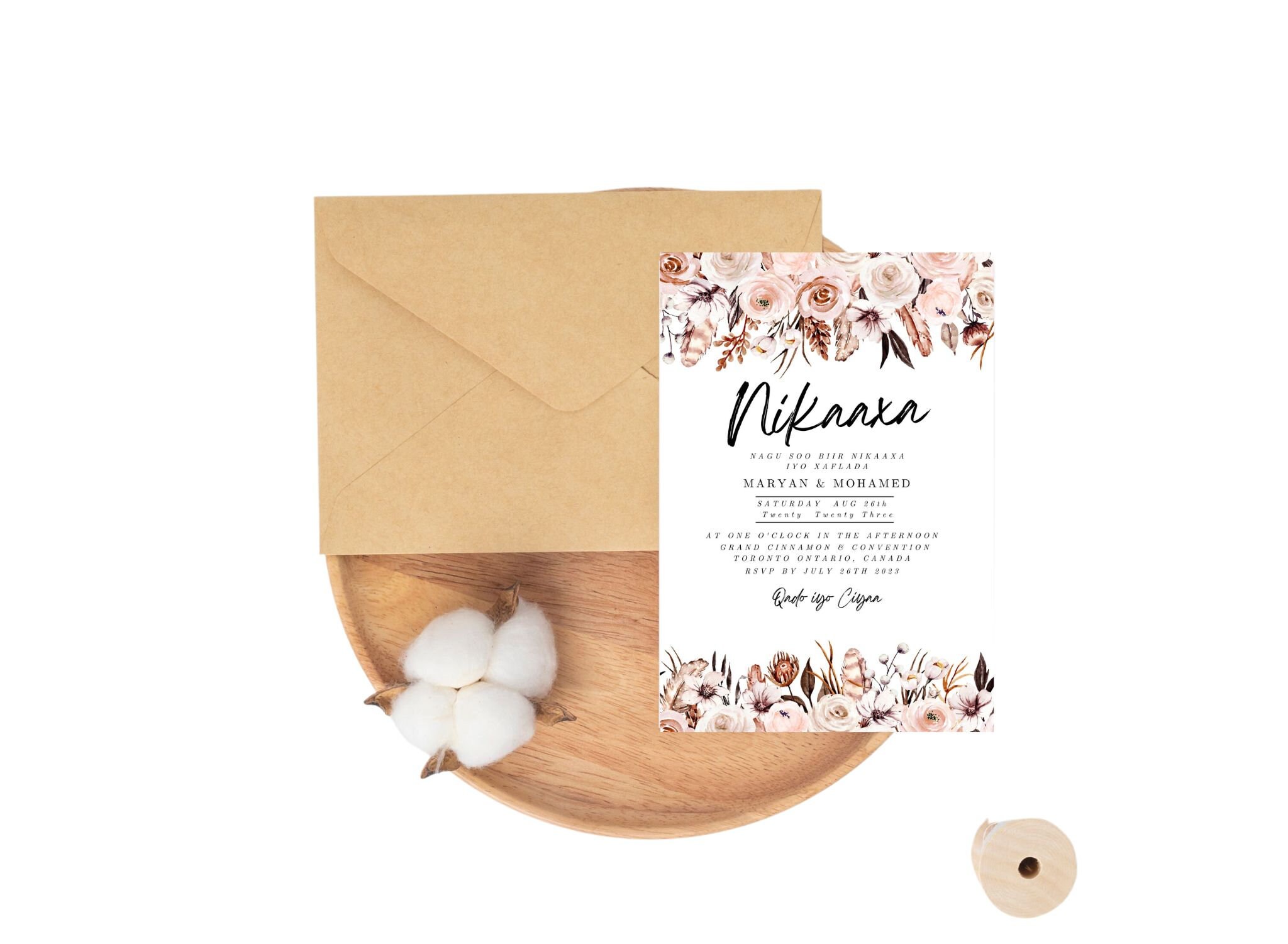 Somali Nikaah Invitation, Somali Wedding Engagement Invitation, Aroos ...