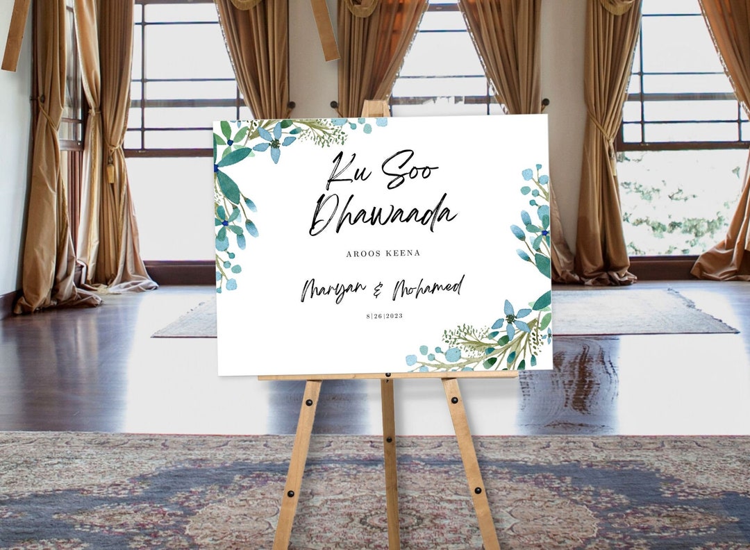 Somali Wedding Welcome Sign, Kusoo Dhawaada Wedding Signs Welcome ...