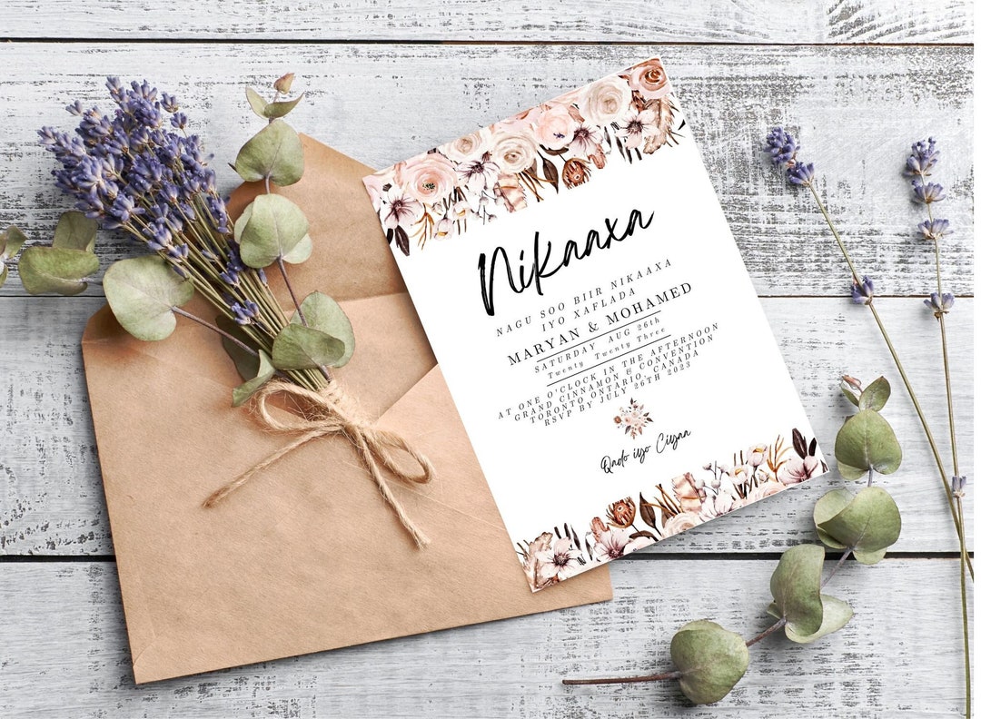 Somali Nikaah Invitation, Somali Wedding Engagement Invitation, Aroos ...