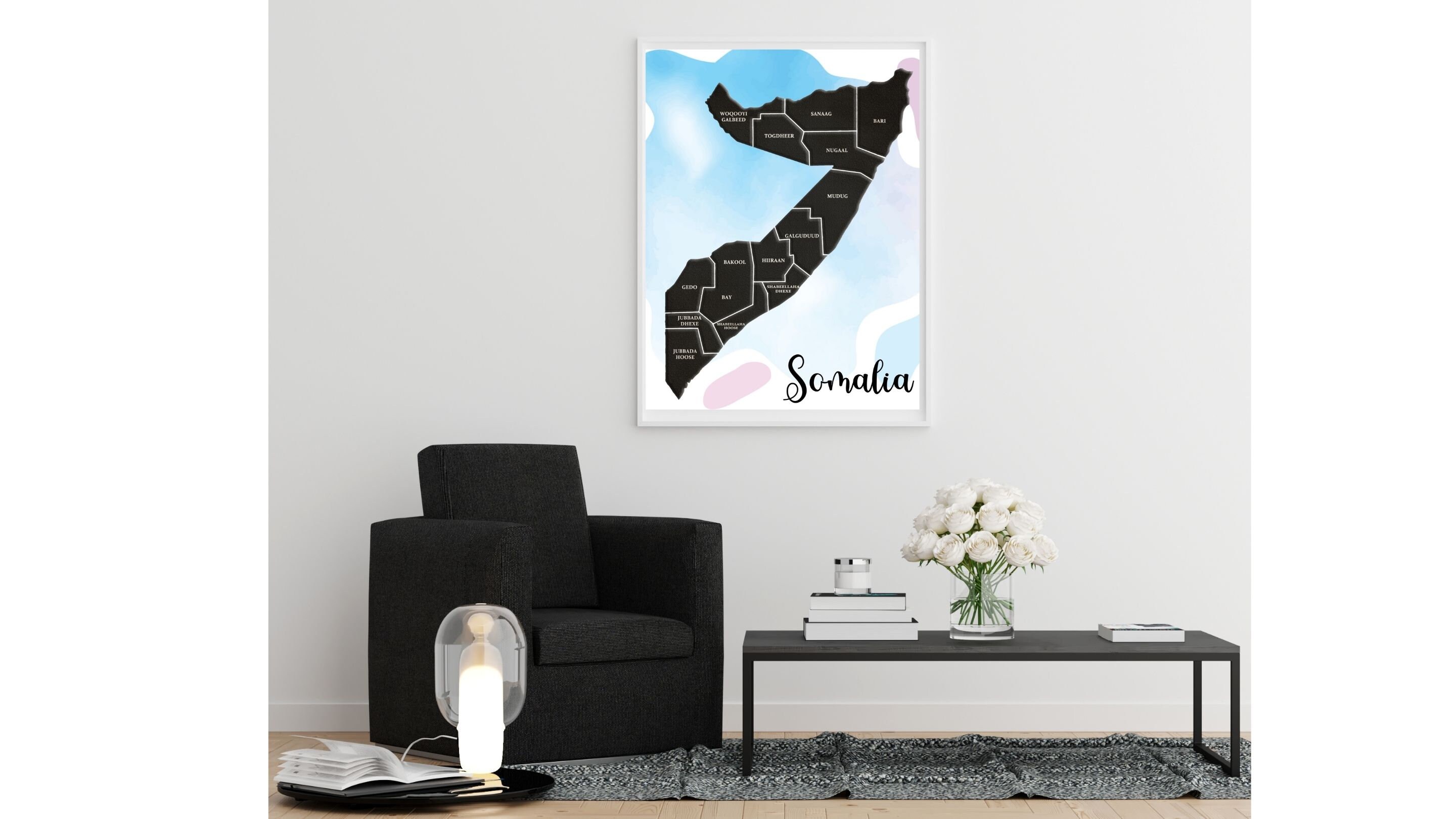 Digital Printable , Somali Language Print, Somali Provinces Names ...