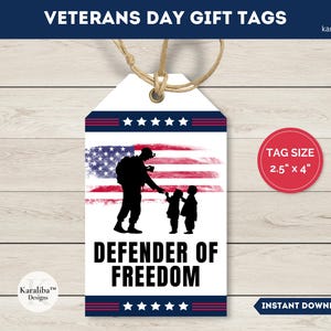 Printable Veterans Day Gift Tag Bundle – 9 Patriotic Designs – Instant ...