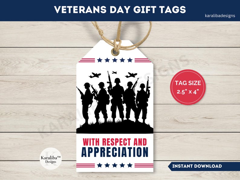 Printable Veterans Day Gift Tag Bundle – 9 Patriotic Designs – Instant ...