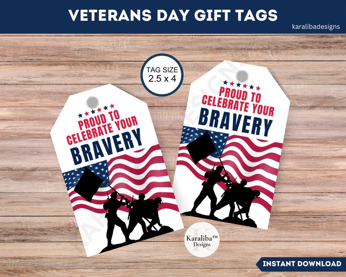 Printable Veterans Day Gift Tag Bundle – 9 Patriotic Designs – Instant ...