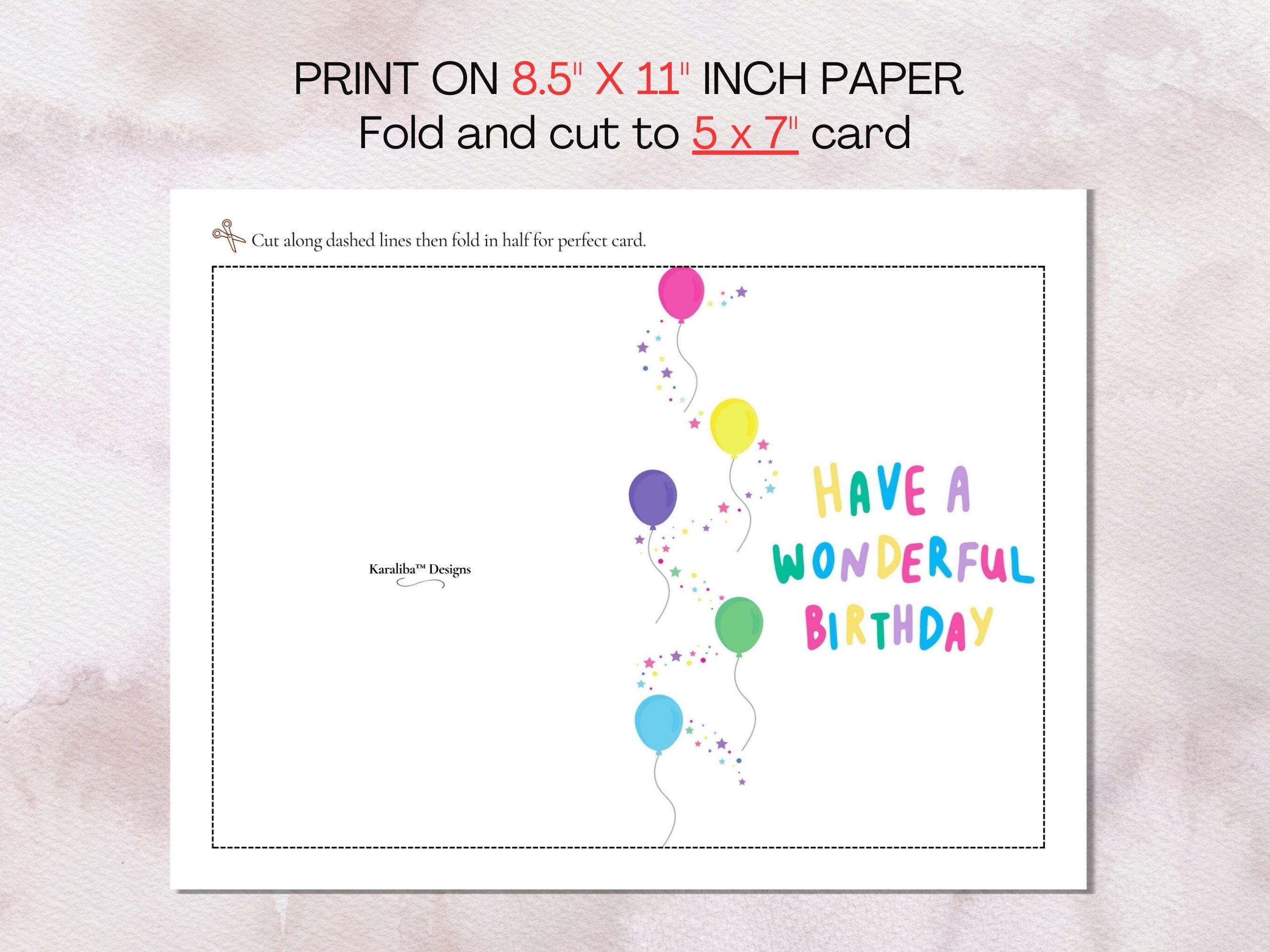 Printable Kids Birthday Card: Balloons, Stars (PDF File) - Etsy