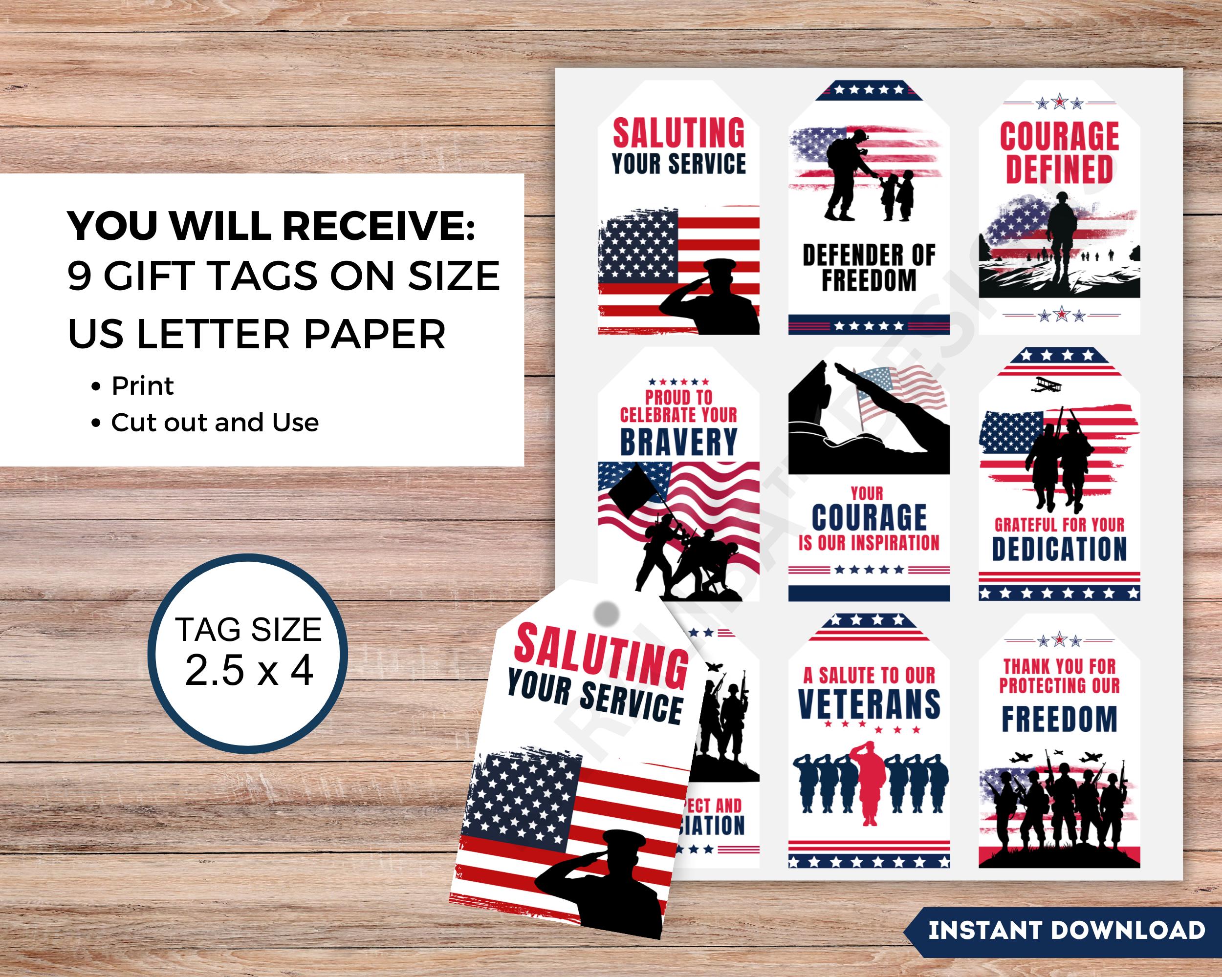 Printable Veterans Day Gift Tag Bundle – 9 Patriotic Designs – Instant ...