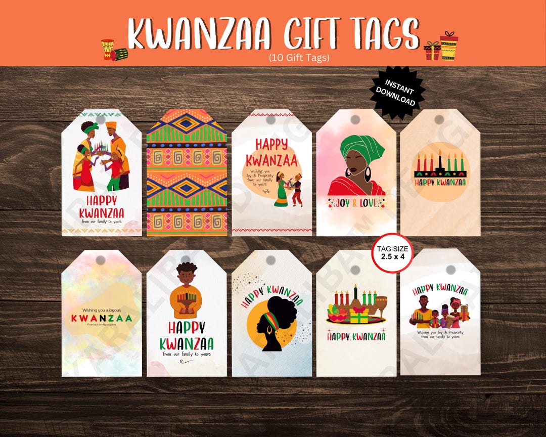 Kwanzaa Printable Gift Tag Bundle | Set of 10 Tags | Instant Download ...