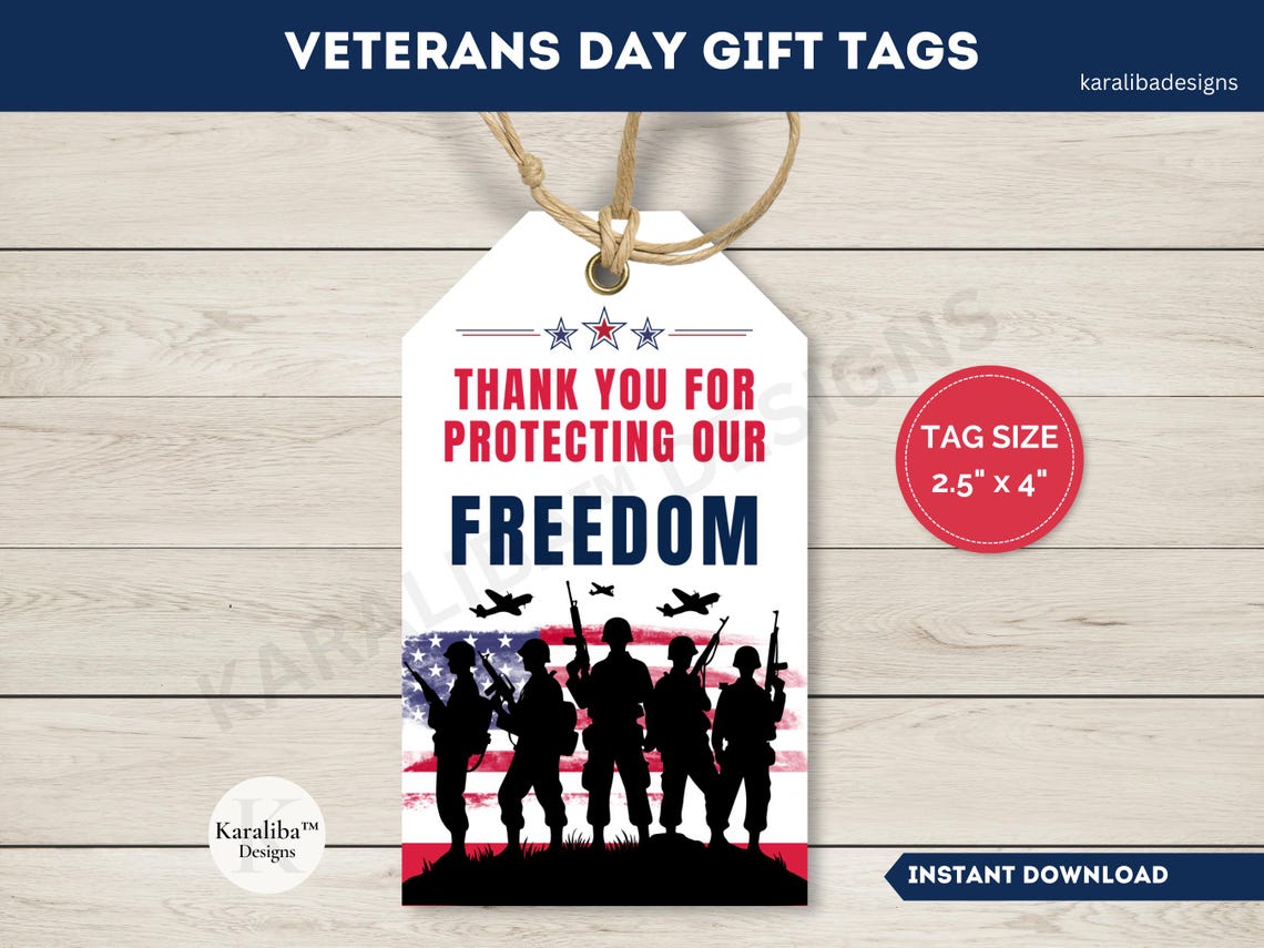 Printable Veterans Day Gift Tag Bundle – 9 Patriotic Designs – Instant ...