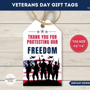 Printable Veterans Day Gift Tag Bundle – 9 Patriotic Designs – Instant ...