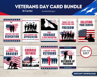 Printable Veterans Day Gift Tag Bundle – 9 Patriotic Designs – Instant ...