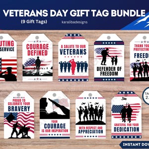 Printable Veterans Day Gift Tag Bundle – 9 Patriotic Designs – Instant ...