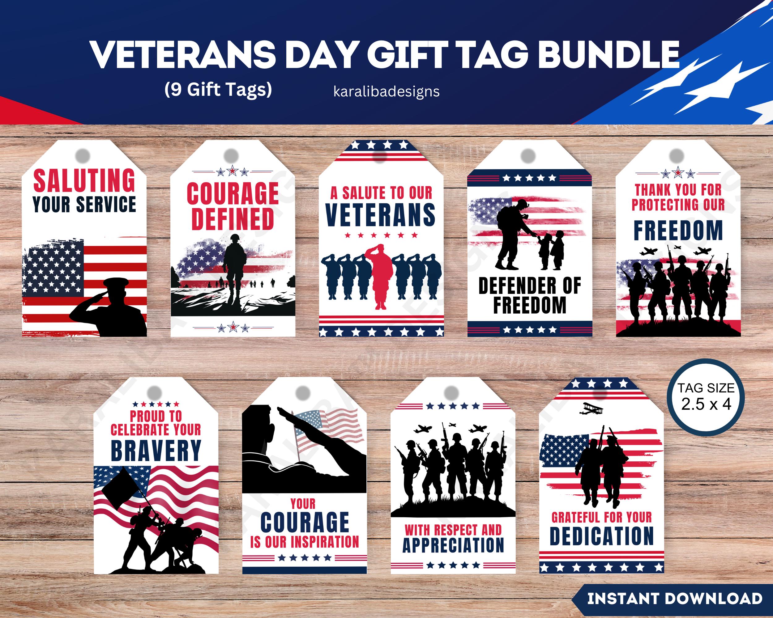 Printable Veterans Day Gift Tag Bundle – 9 Patriotic Designs – Instant ...