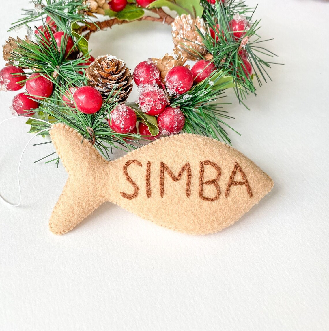 Christmas Cat Ornament Personalized, Fish Shaped Ornament Felt - Etsy