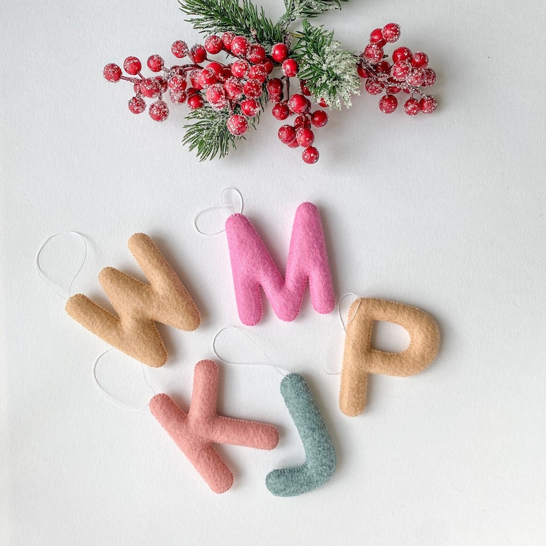Felt Letter Ornament Christmas, Personalized Stocking Initial Tag - Etsy