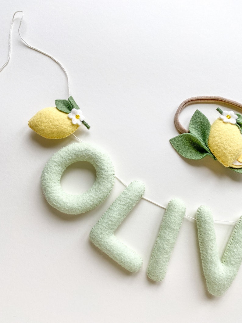 Personalized Felt Lemon Name Banner Garland Nursery Decor - Etsy